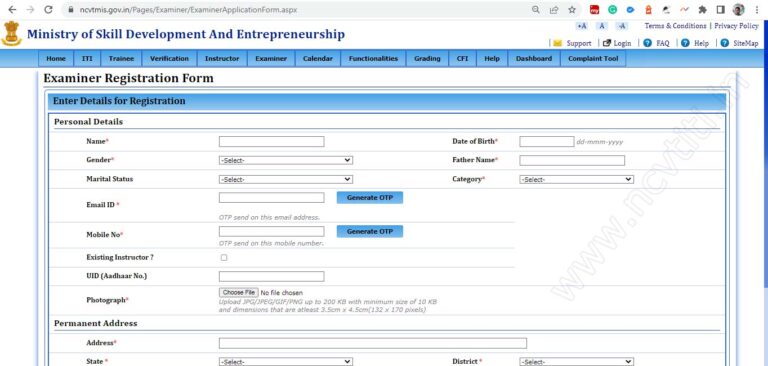NCVT ITI Examiner Registration Form 2024 - ncvt iti